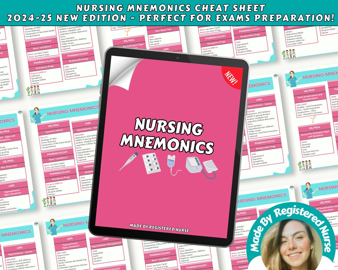 Nursing Mnemonics Cheat Sheet Bundle, Nursing Study Guide, Med Surg ...
