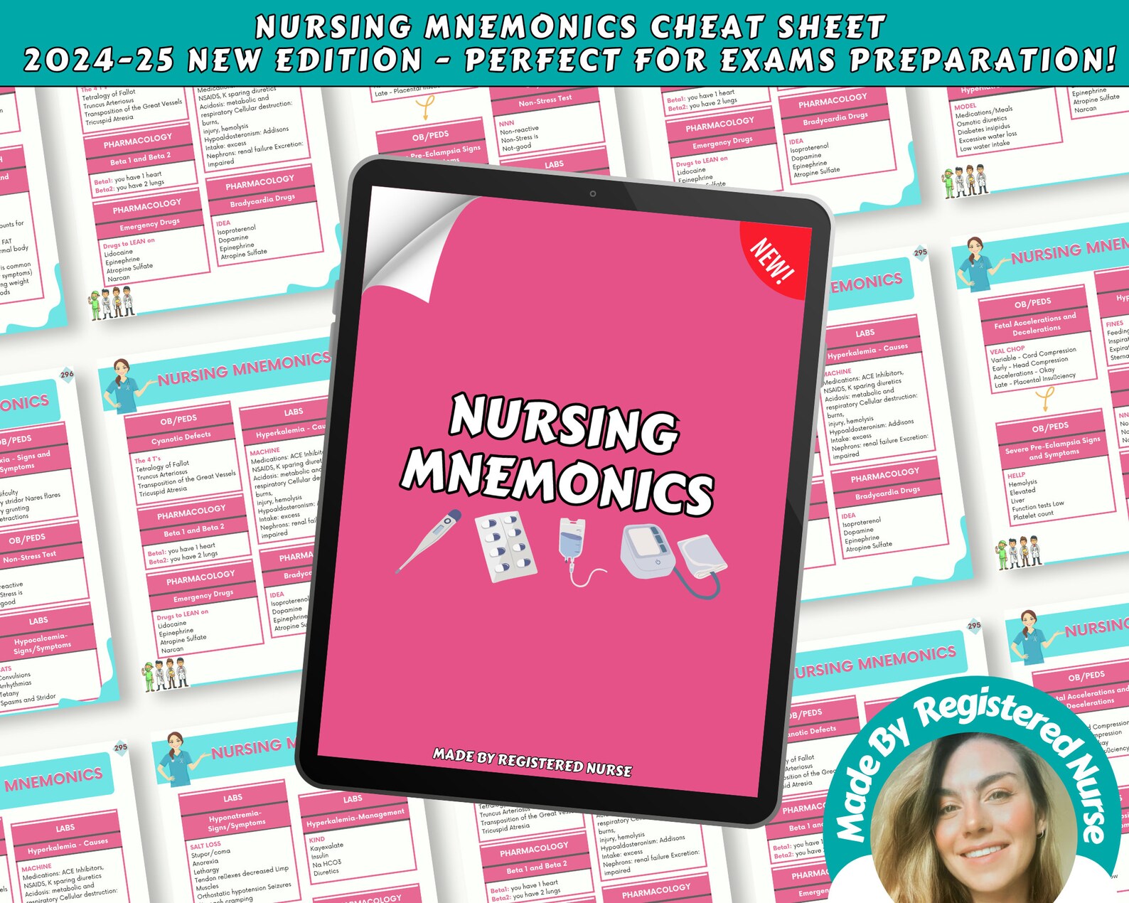 Nursing Mnemonics Cheat Sheet Bundle, Nursing Study Guide, Med Surg ...