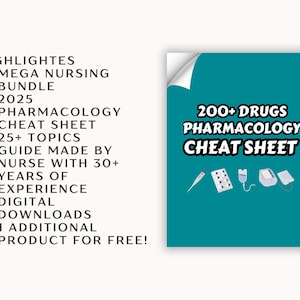 Pharmacology Cheat Sheet Bundle, Nursing Notes Study Guide | 200+ Drug ...