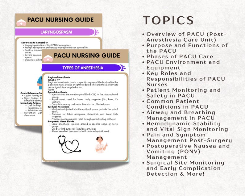 PACU Nursing Guide, Beginners & New Grad Nurse Charting Guide for ...