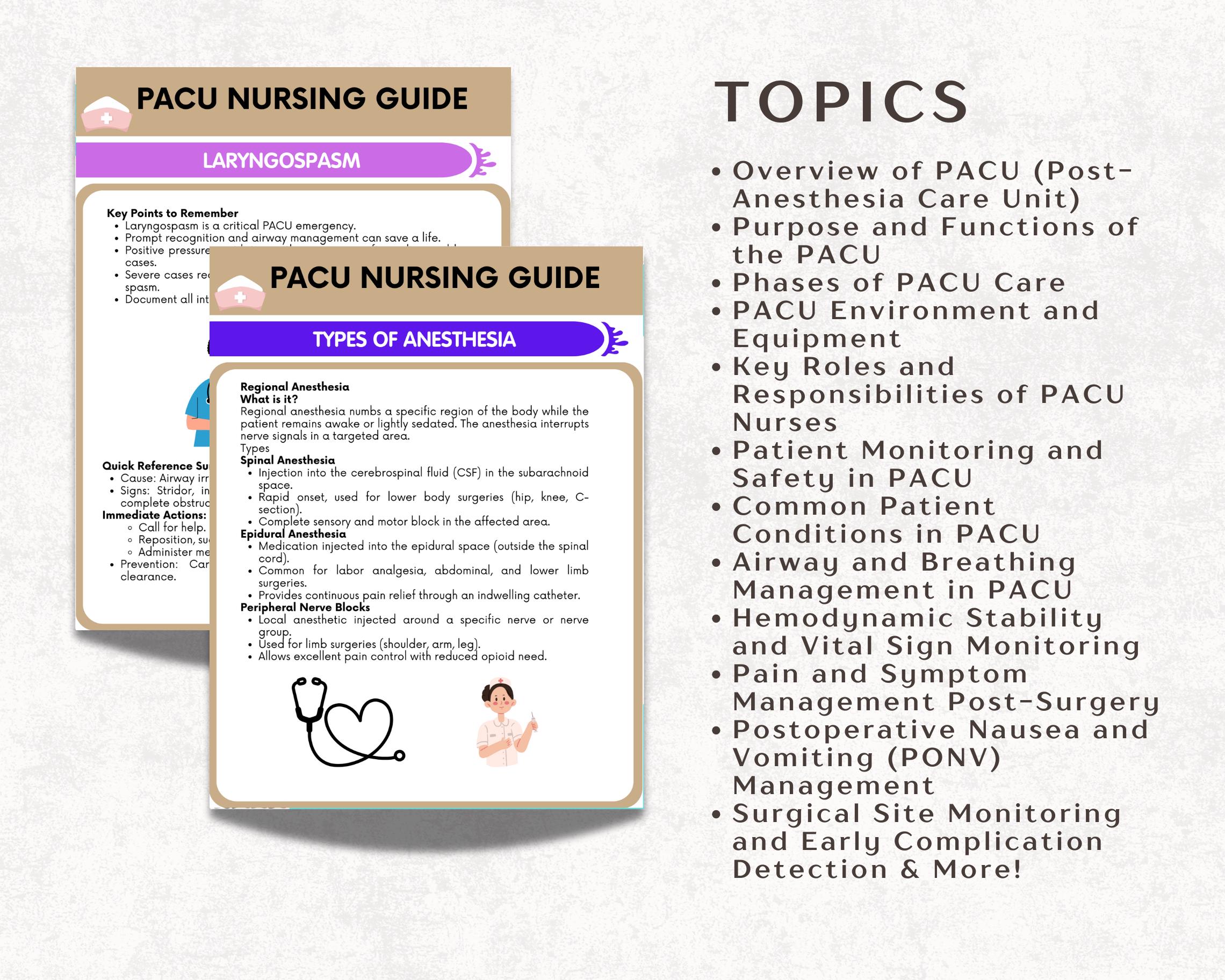 PACU Nursing Guide, Beginners & New Grad Nurse Charting Guide for ...
