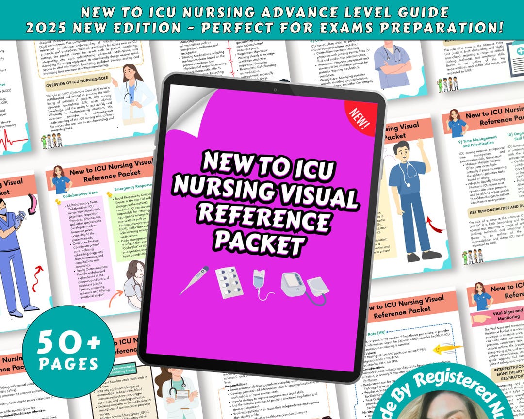 New to ICU Nursing Visual Reference Packet digital Download New Grad BSN, Student Nurse ...