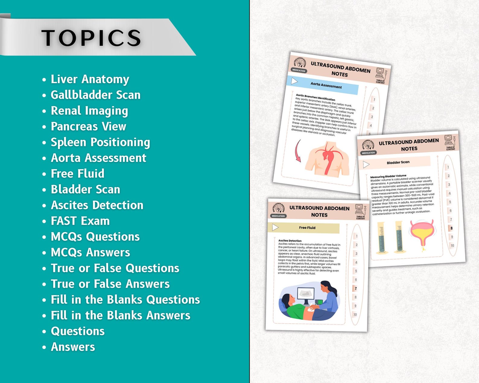 Ultrasound School Abdomen Bundle Ultrasound Student Study Notes ...