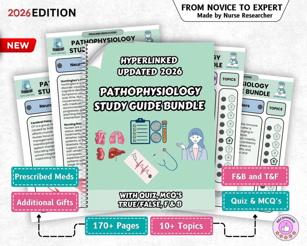 Pathophysiology Study Guide Bundle Hyperlinked, Pathophysiology Nursing ...