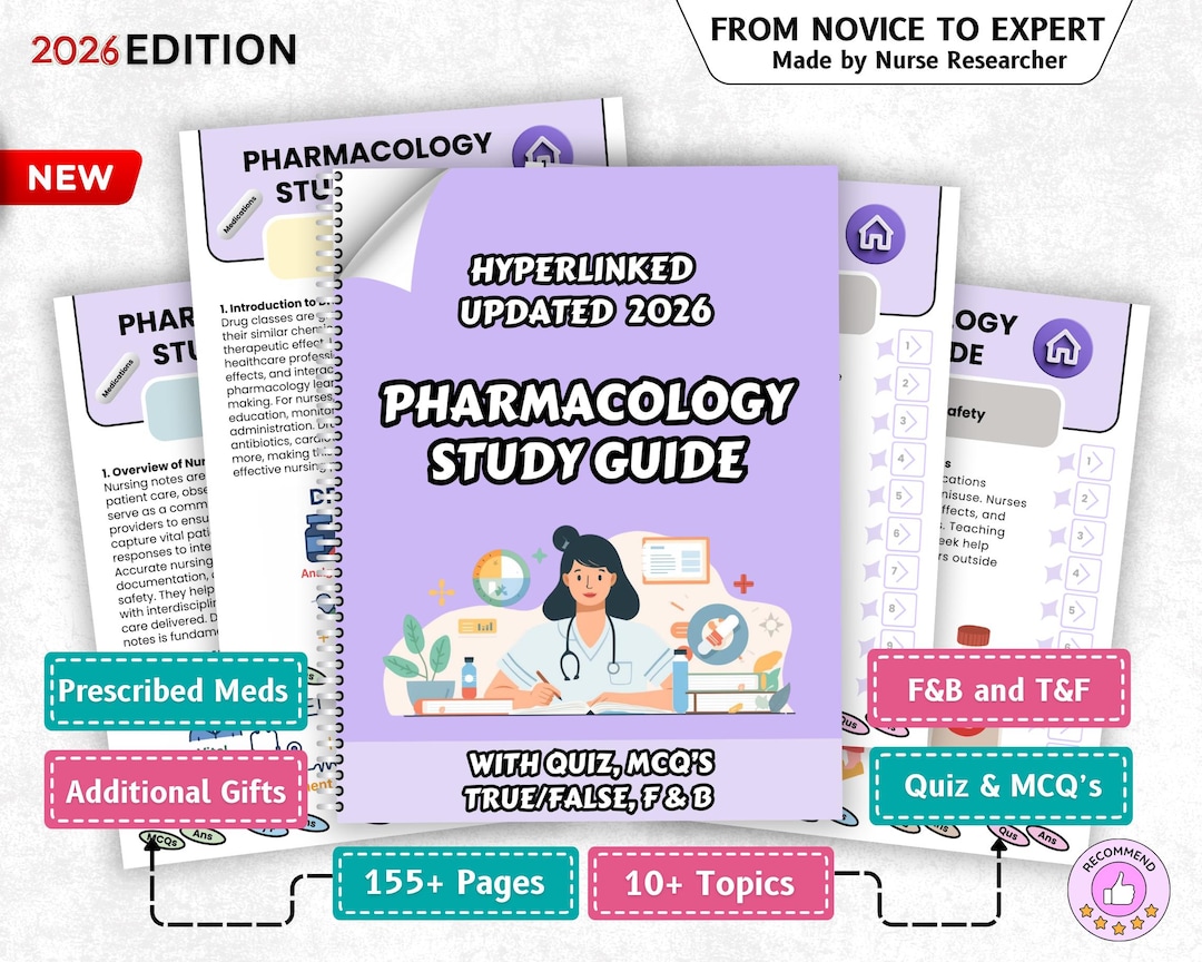 Pharmacology Study Guide Bundle 2026 Edition, Pharmacology Notes ...