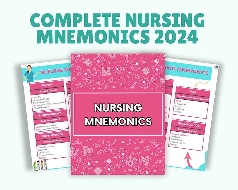 Nursing Mnemonics Cheat Sheet Bundle, Nursing Study Guide, Med Surg ...