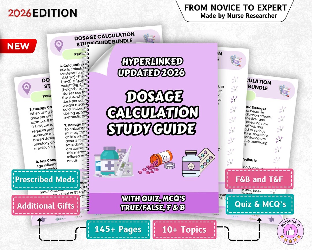 Complete Dosage Calculation Study Guide Bundle | Drug Calculations ...