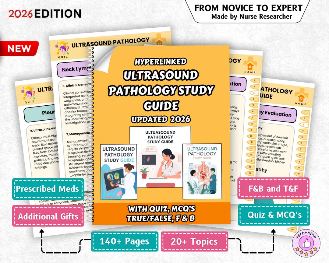 Ultrasound Pathology Guide, 15+ Topics, Quiz, 140+ Pages, Mcqs ...