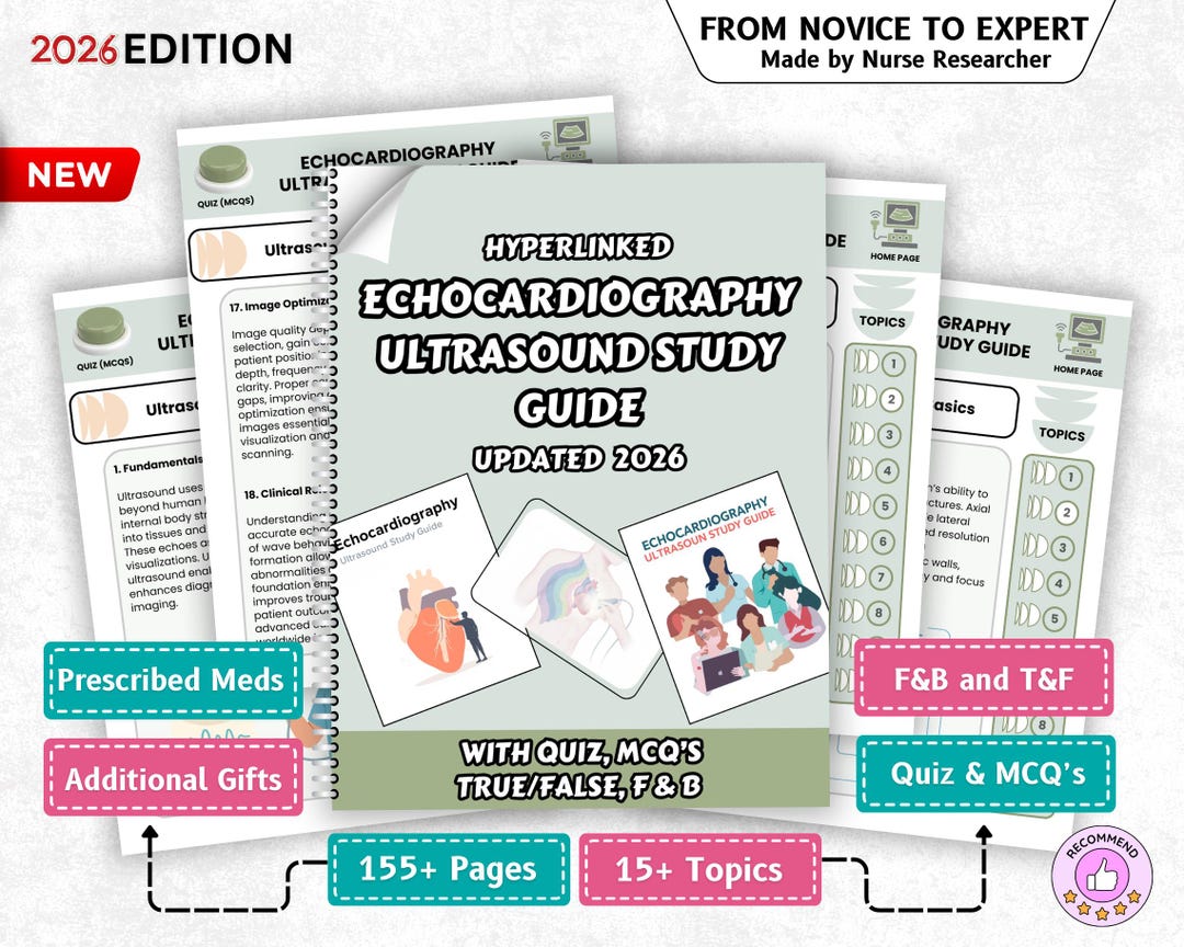 Echocardiography Study Guide, Cardiac Ultrasound Notes & Echo Exam, 15 ...