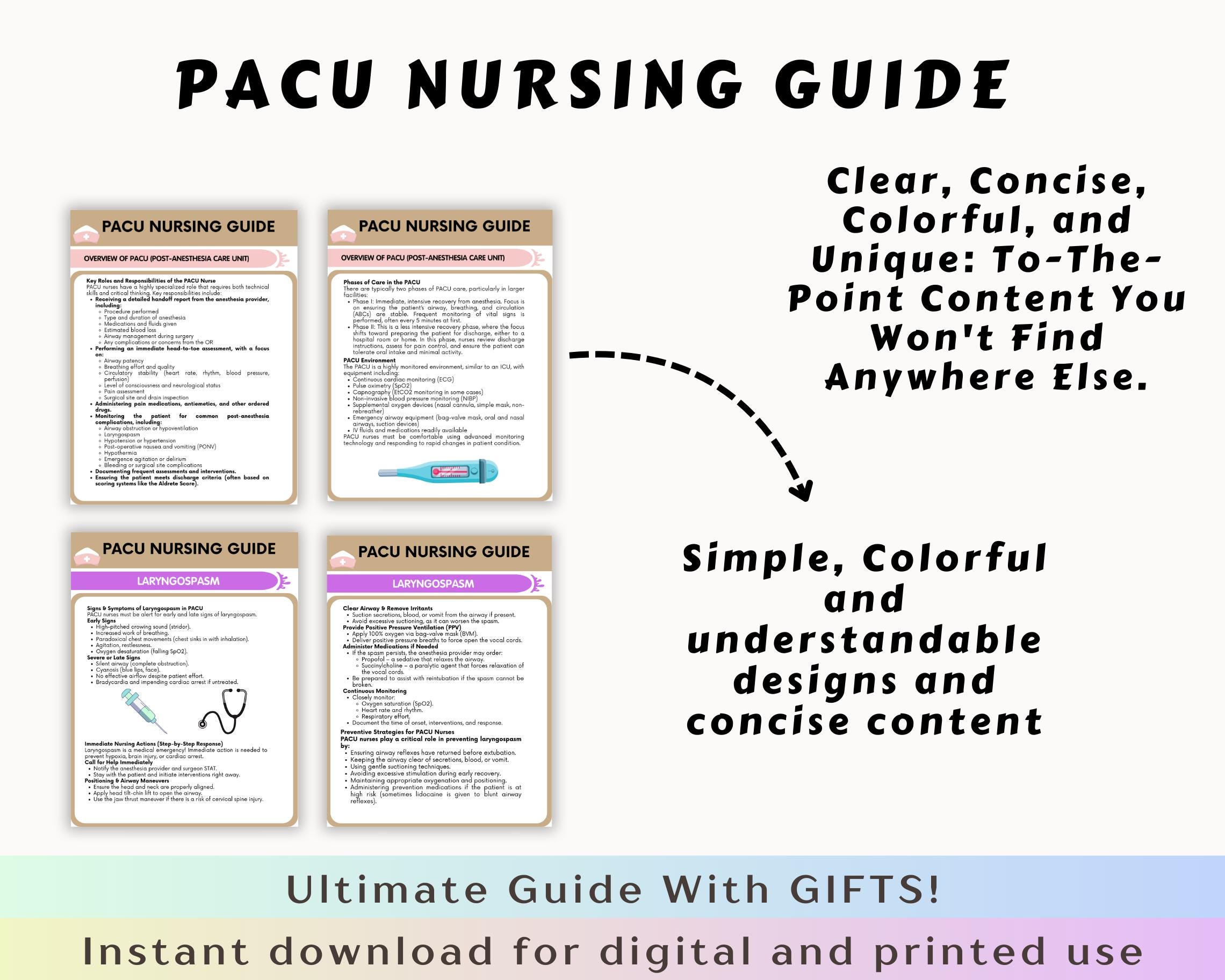 PACU Nursing Guide, Beginners & New Grad Nurse Charting Guide for ...