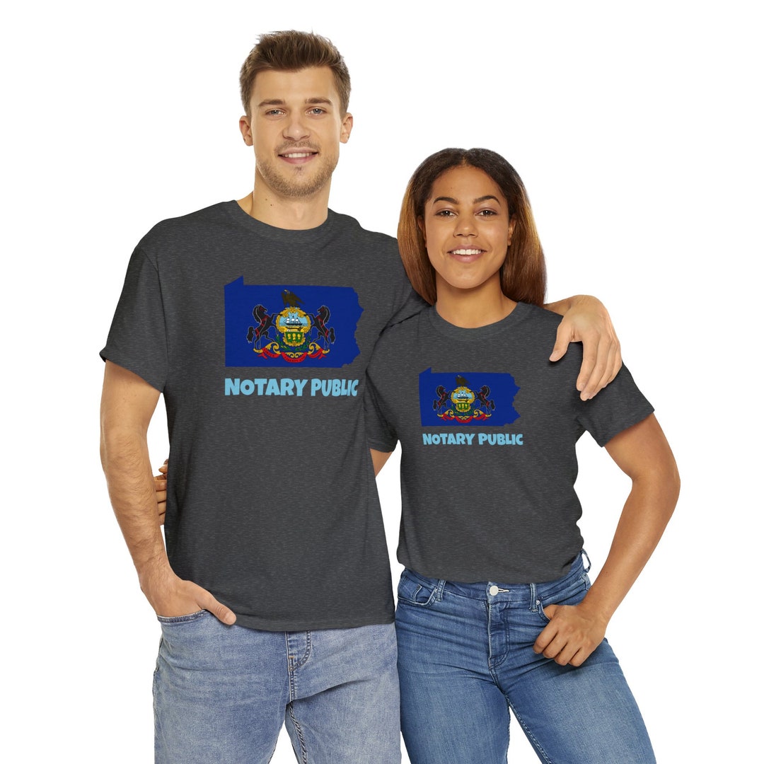 Pennsylvania State Map W/ Flag Notary T-shirt | Unisex Notary Public T ...