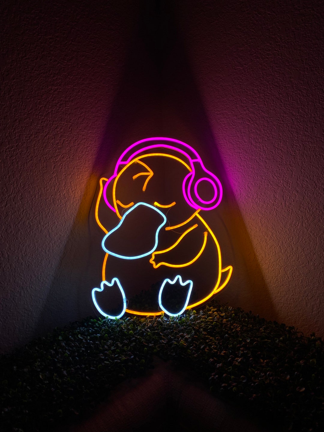 Psyduck With Headphones LED Neon Sign Pokemon Sign Wall - Etsy