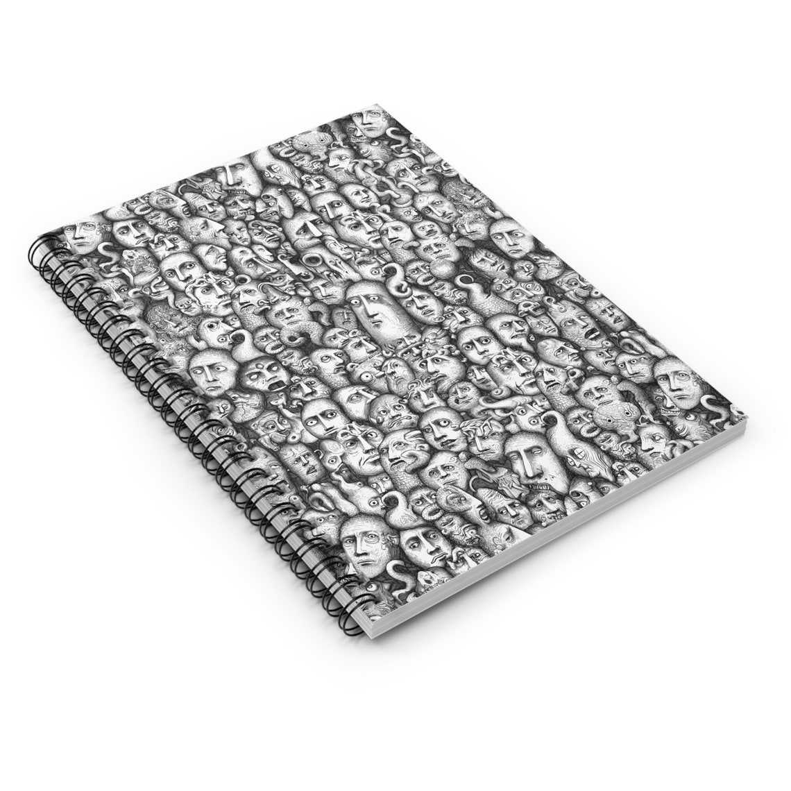 Spiral Notebook Creepy Face Pattern, Halloween Journal, Spooky Notepad ...