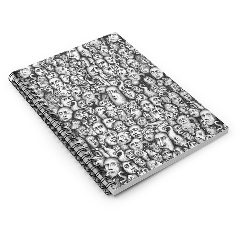 Spiral Notebook Creepy Face Pattern, Halloween Journal, Spooky Notepad ...