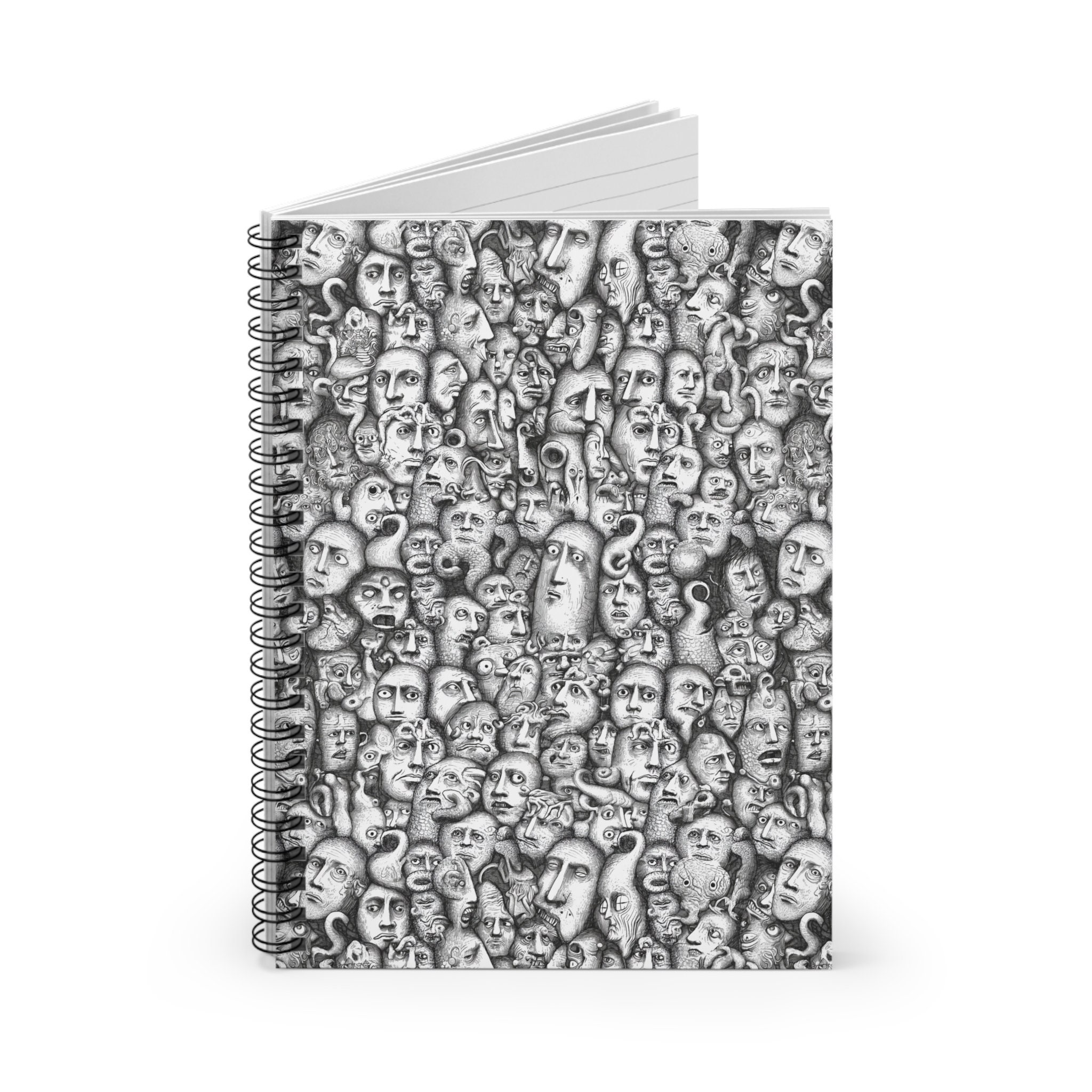 Spiral Notebook Creepy Face Pattern, Halloween Journal, Spooky Notepad ...