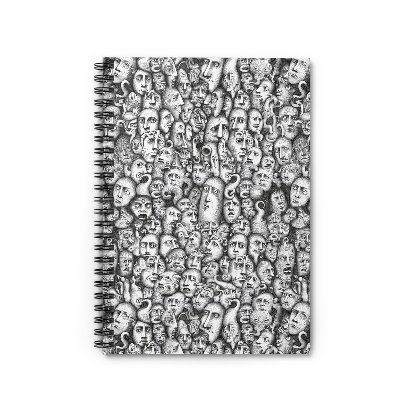 Spiral Notebook Creepy Face Pattern, Halloween Journal, Spooky Notepad ...