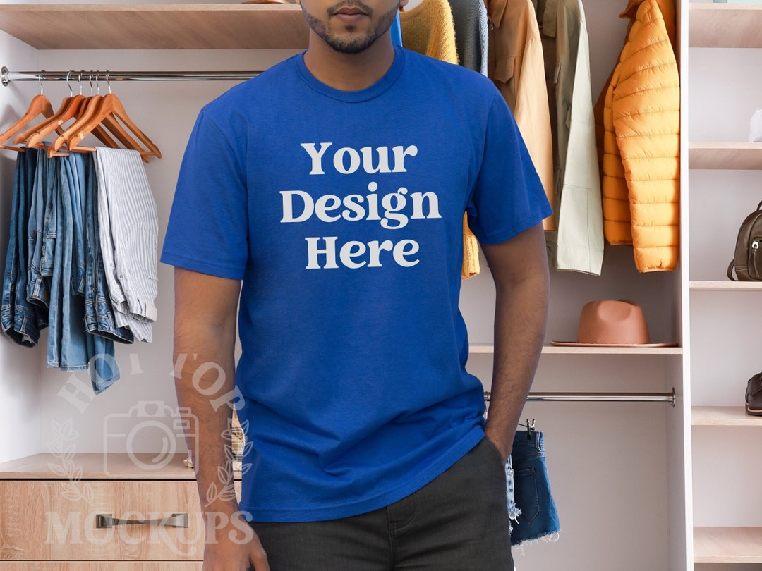 True Royal Gildan 64000 Mockup Royal Blue Tshirt Mock up Model | Male ...