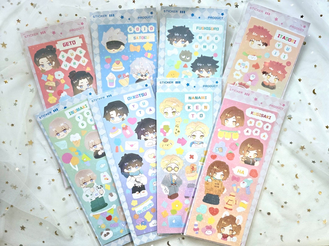 Anime Glitter Character Jjk Fbje Sticker Sheets 23 Designs Waterproof ...