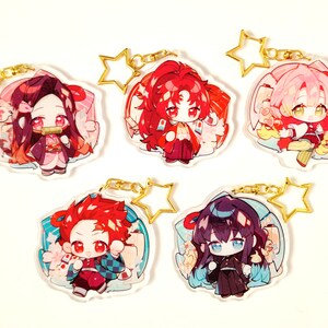 Anime DS Collectable Characters Keychain Acrylic Charm With Star Clasp ...