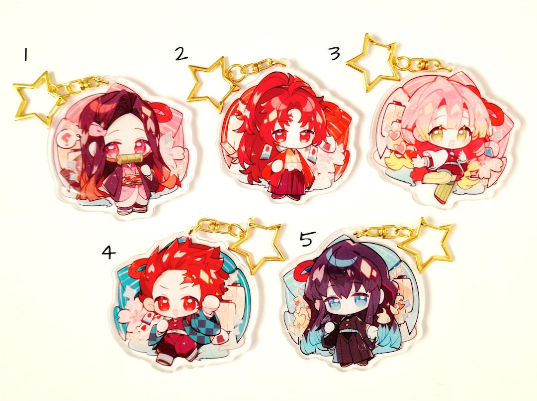 Anime DS Collectable Characters Keychain Acrylic Charm With Star Clasp ...