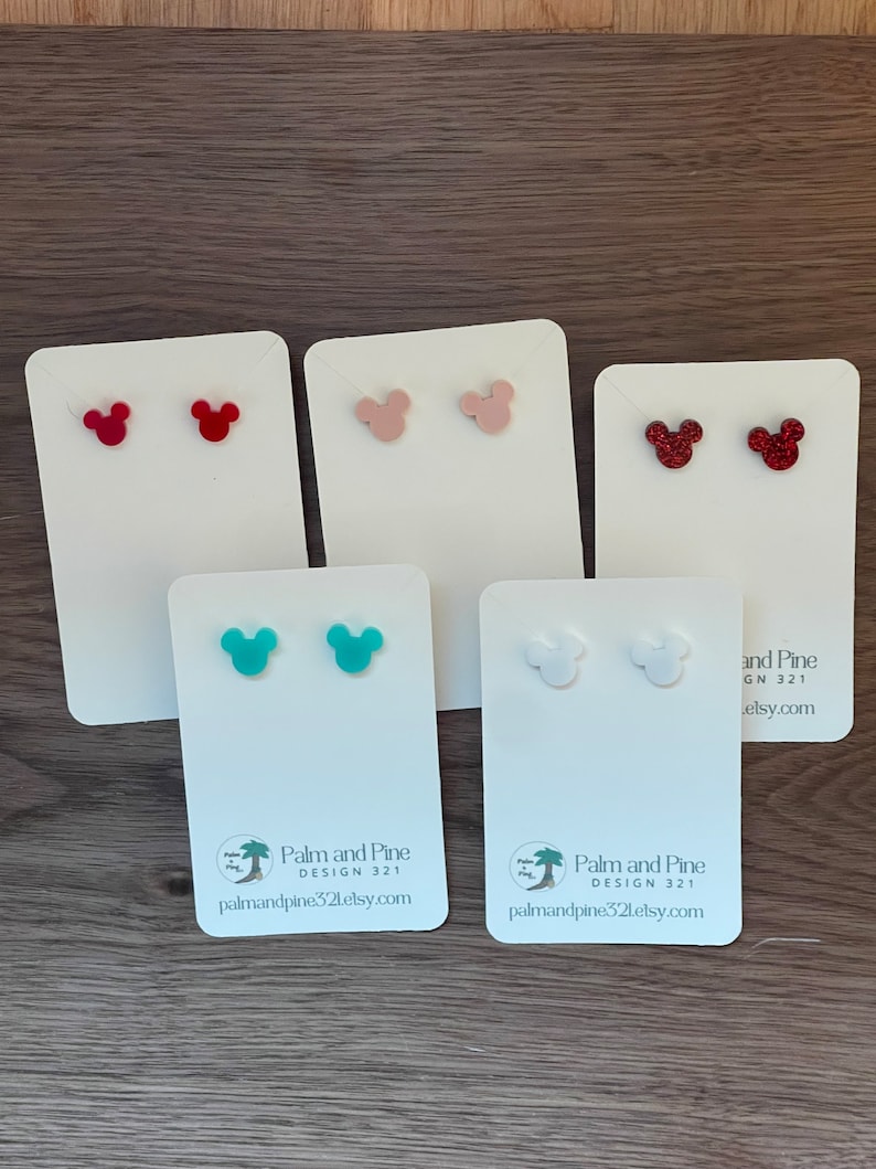 Acrylic Mouse Ear Stud Earrings: Vacation Jewelry - Etsy