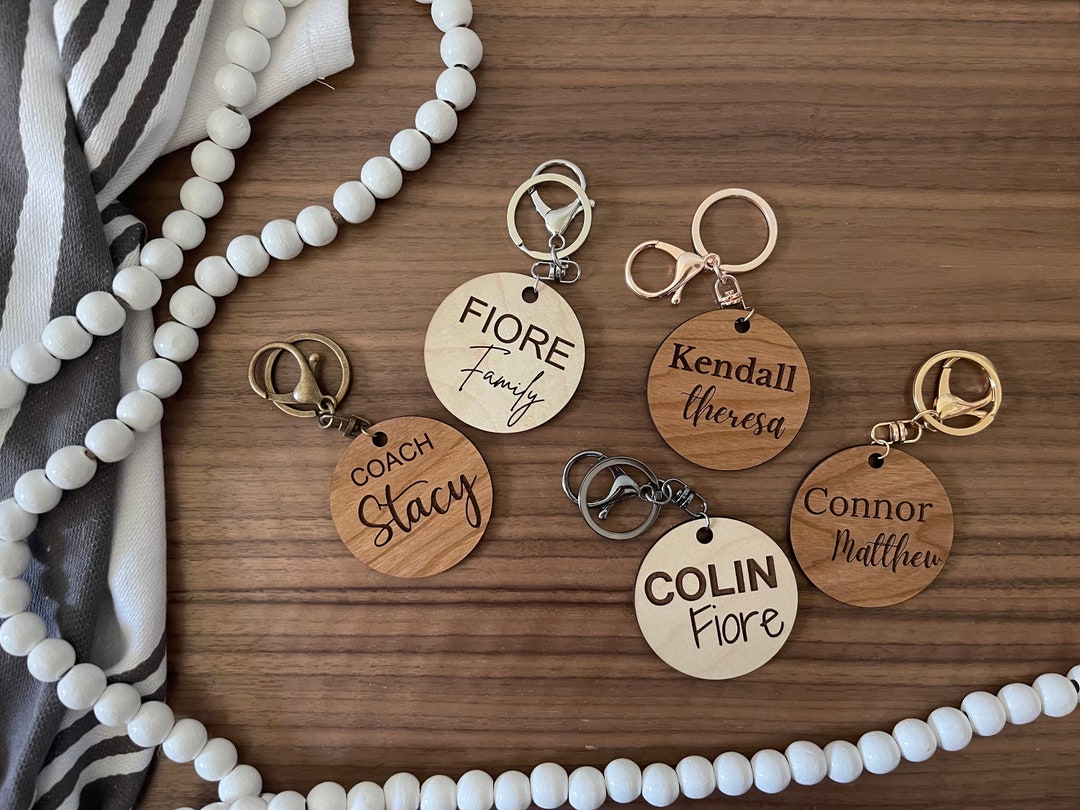 Custom Wood Name Tag: Personalized Keychain, Backpack Charm - Etsy