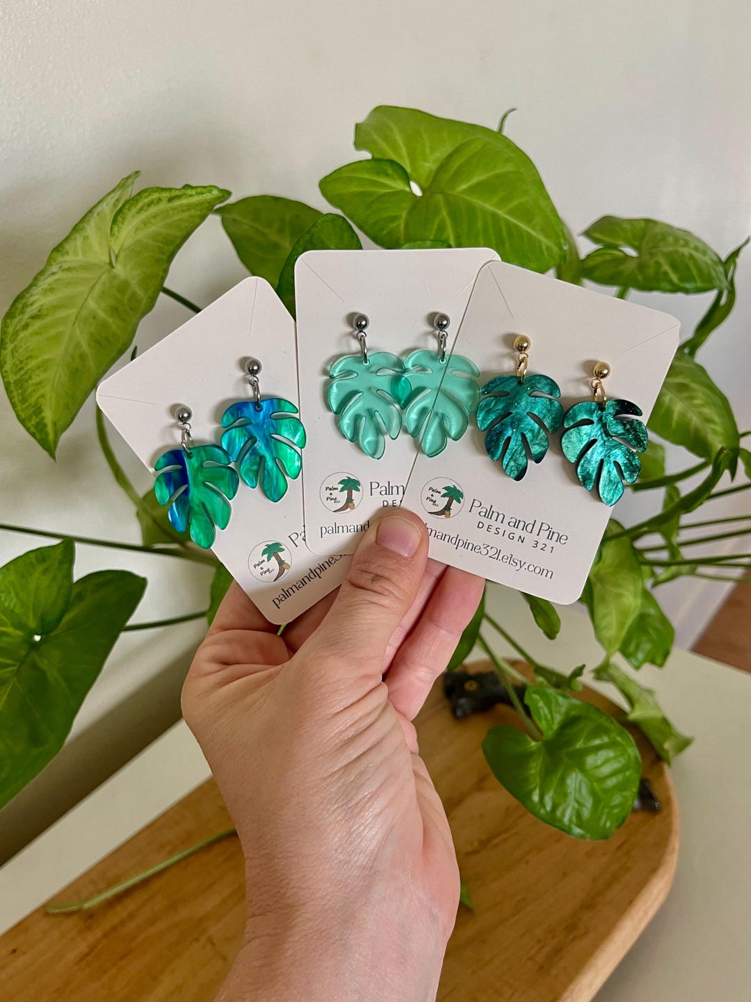 Monstera Tropical Leaf Earrings, Monstera Jewelry, Plant Earrings ...