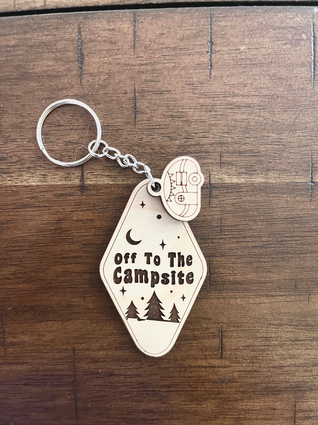 Camping Keychain, off to the Campsite Keychain, Happy Camper, Camping ...