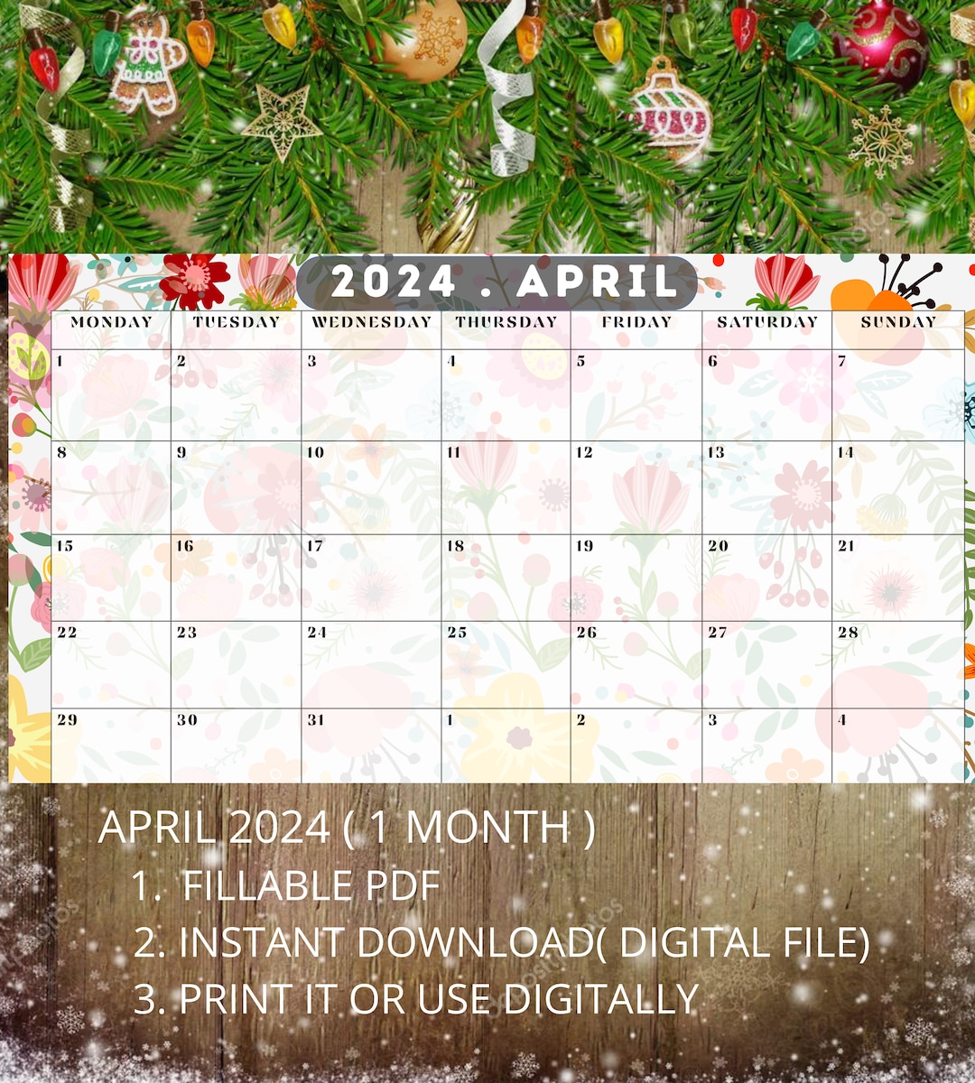 Simple Calendar, Editable April 2024 Calendar Printable,editable ...