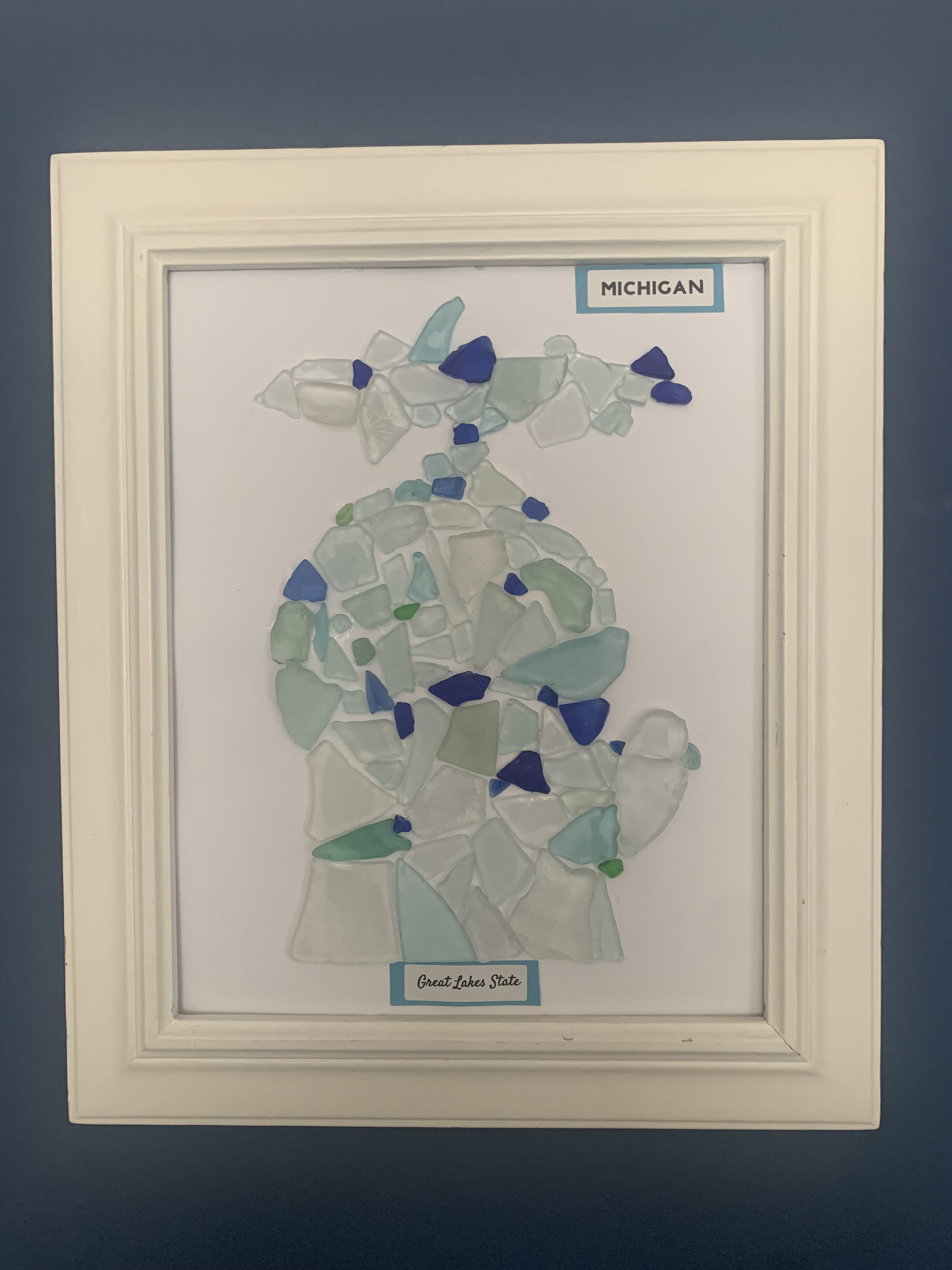 Beach Glass Map of Michigan Picture Frame, Michigan Map Home Decor ...