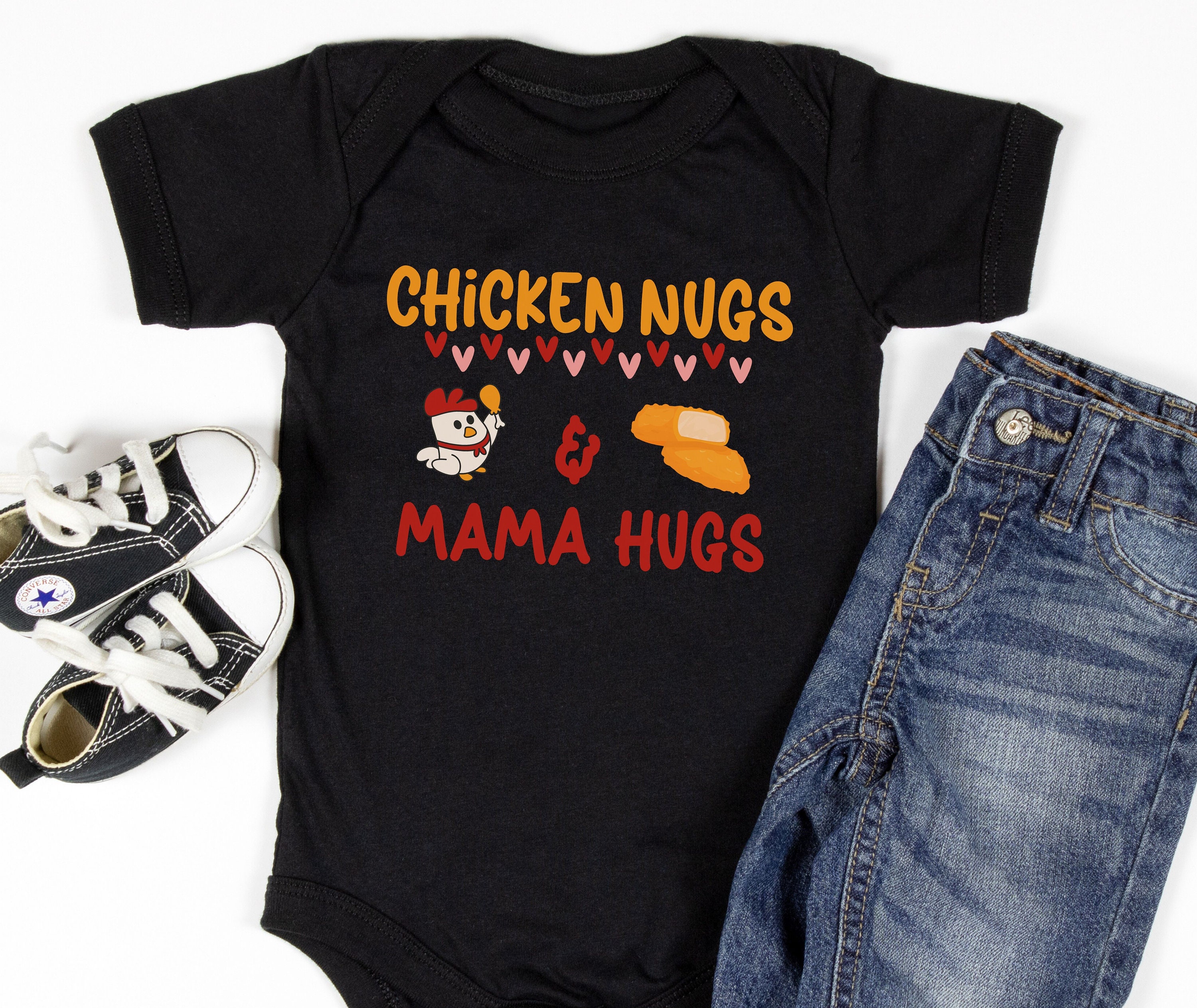 Chicken Nugs & Mama Hugs Baby Suit, Baby Little Nugget Outfit, Funny ...