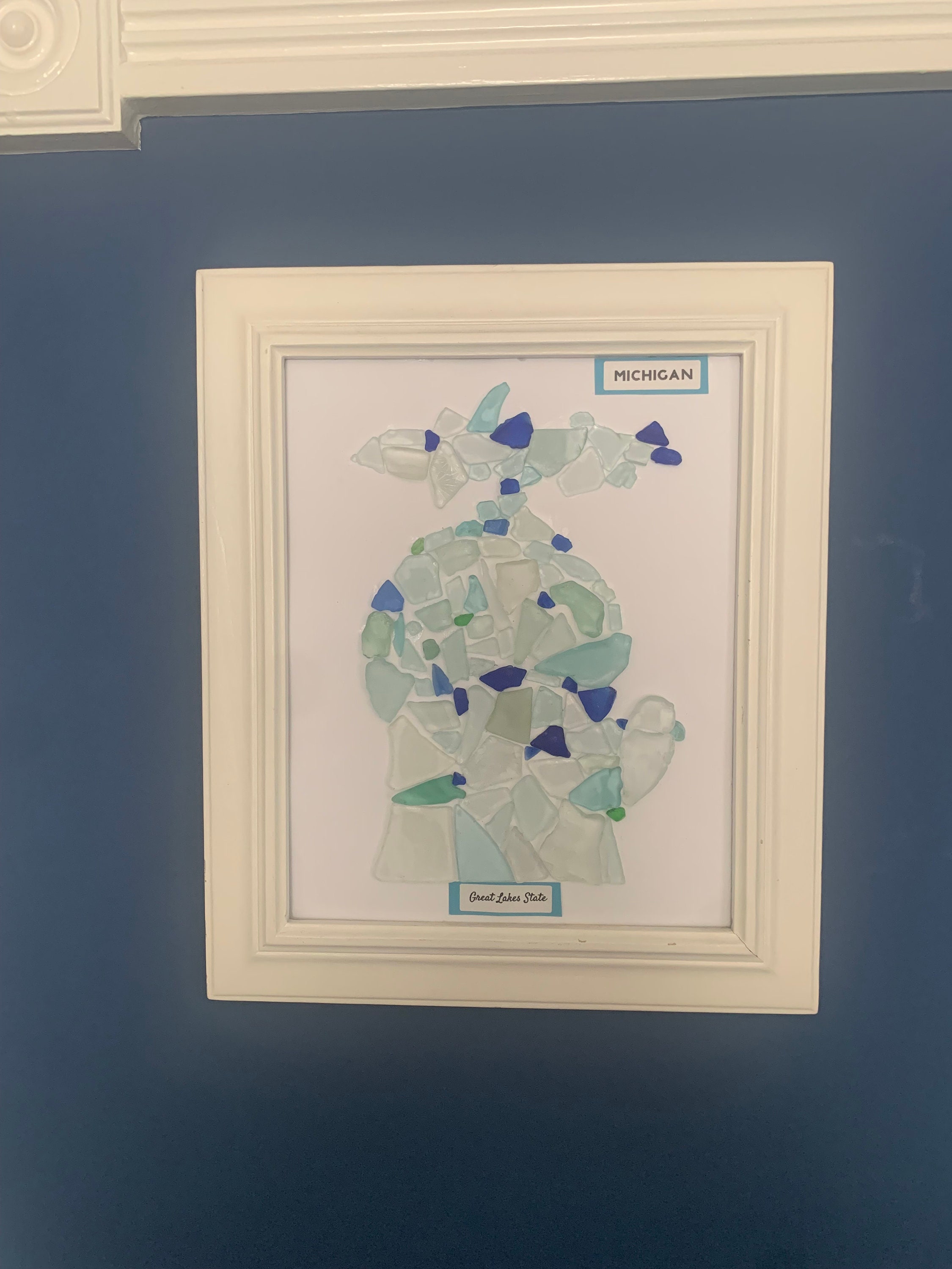 Beach Glass Map of Michigan Picture Frame, Michigan Map Home Decor ...