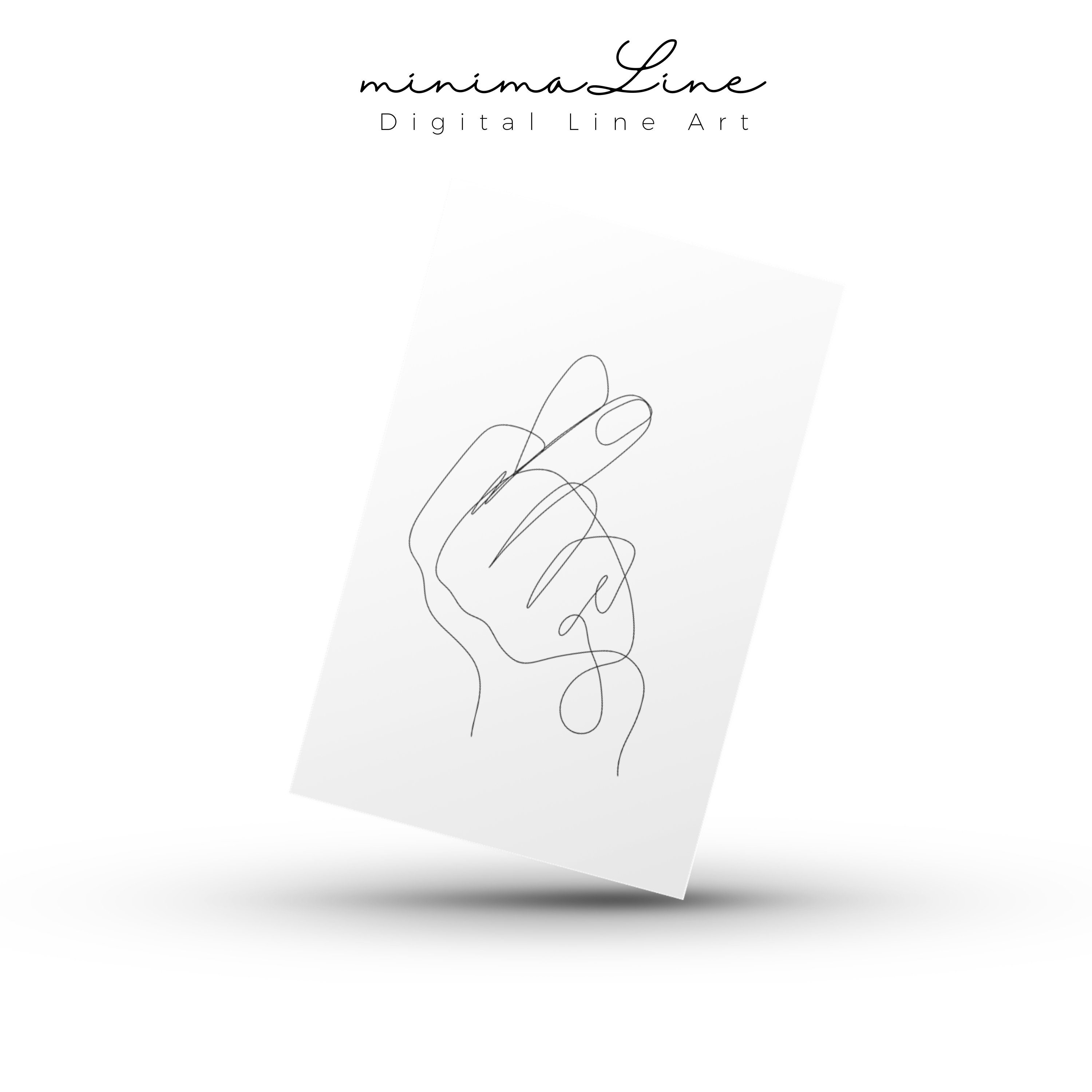 Minimal Digital Line Art, PRINTABLES Set of 8 Fingerheart One Line ...