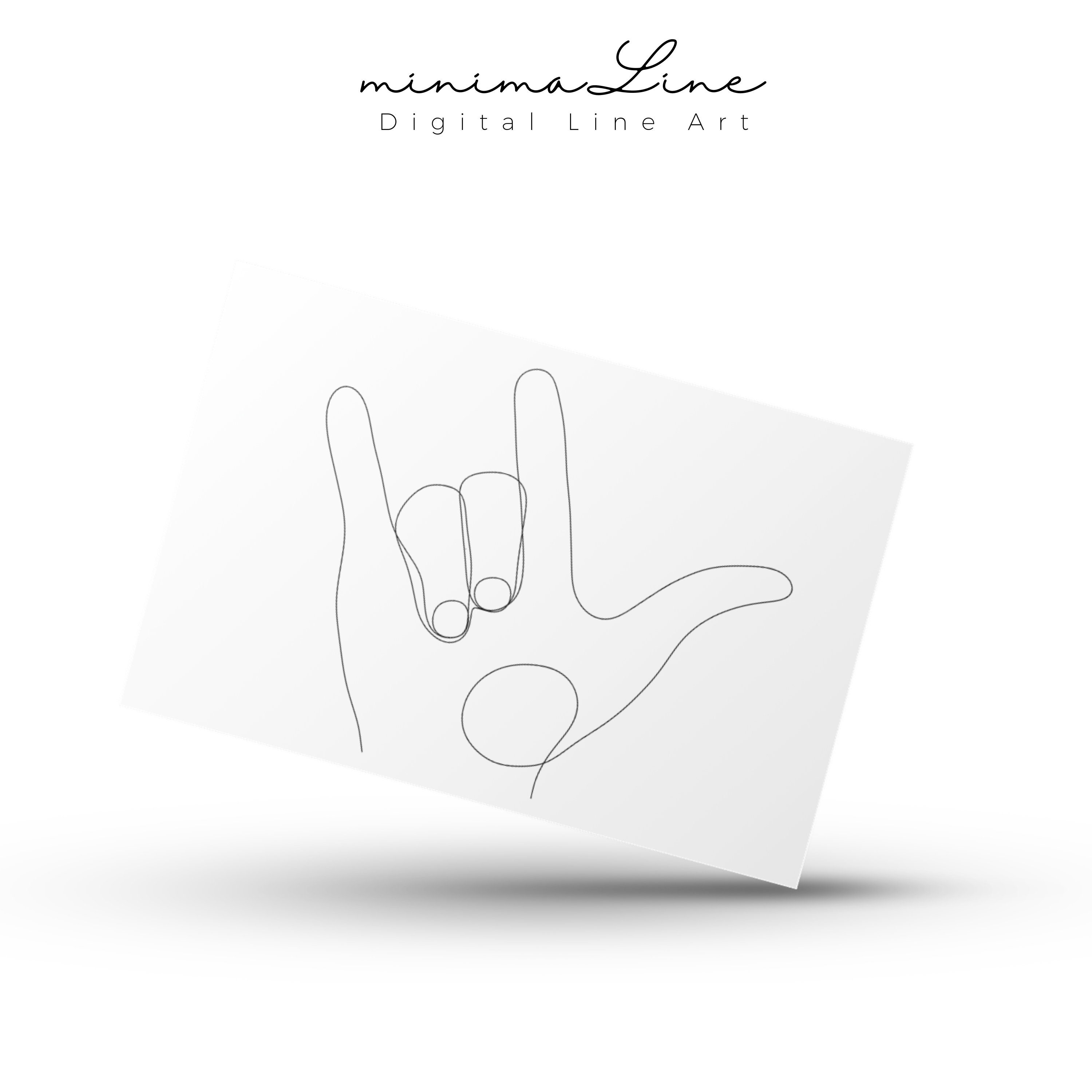 Minimal Digital Line Art, PRINTABLES Set of 8 Fingerheart One Line ...