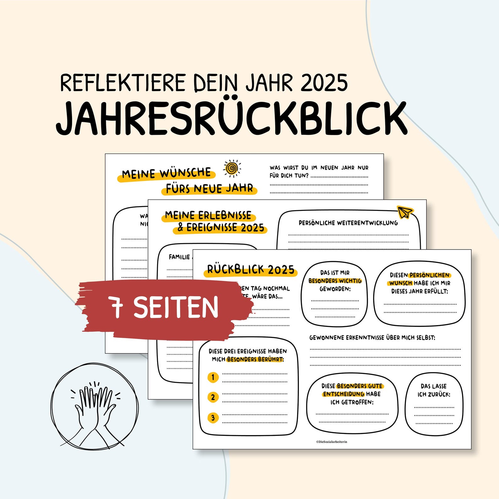 Annual Reflection Template 2025, Annual Review, New Year's Resolutions ...