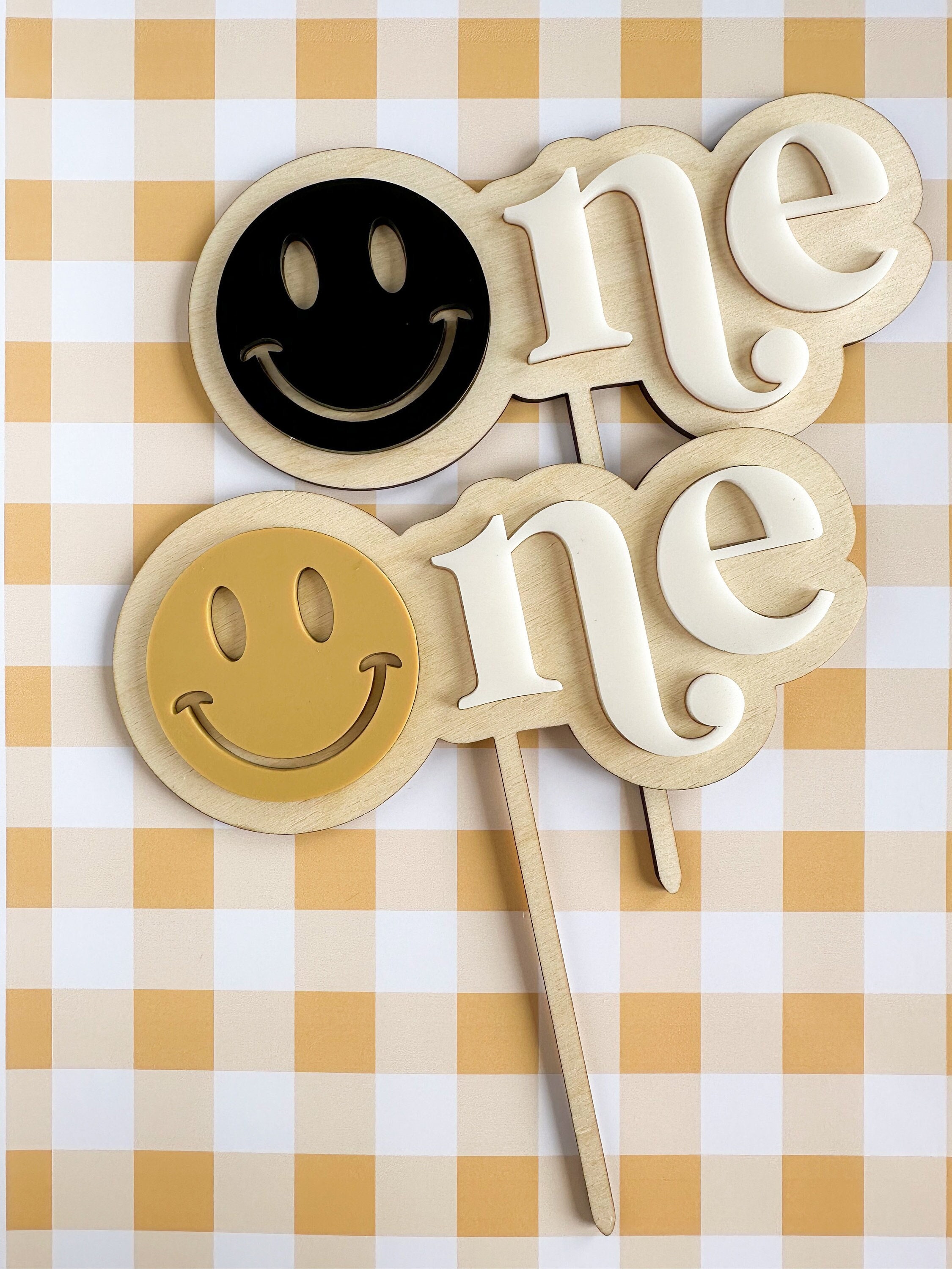 Smiley One Cake Topper, First Birthday, Smiley Faces, One Happy Dude ...