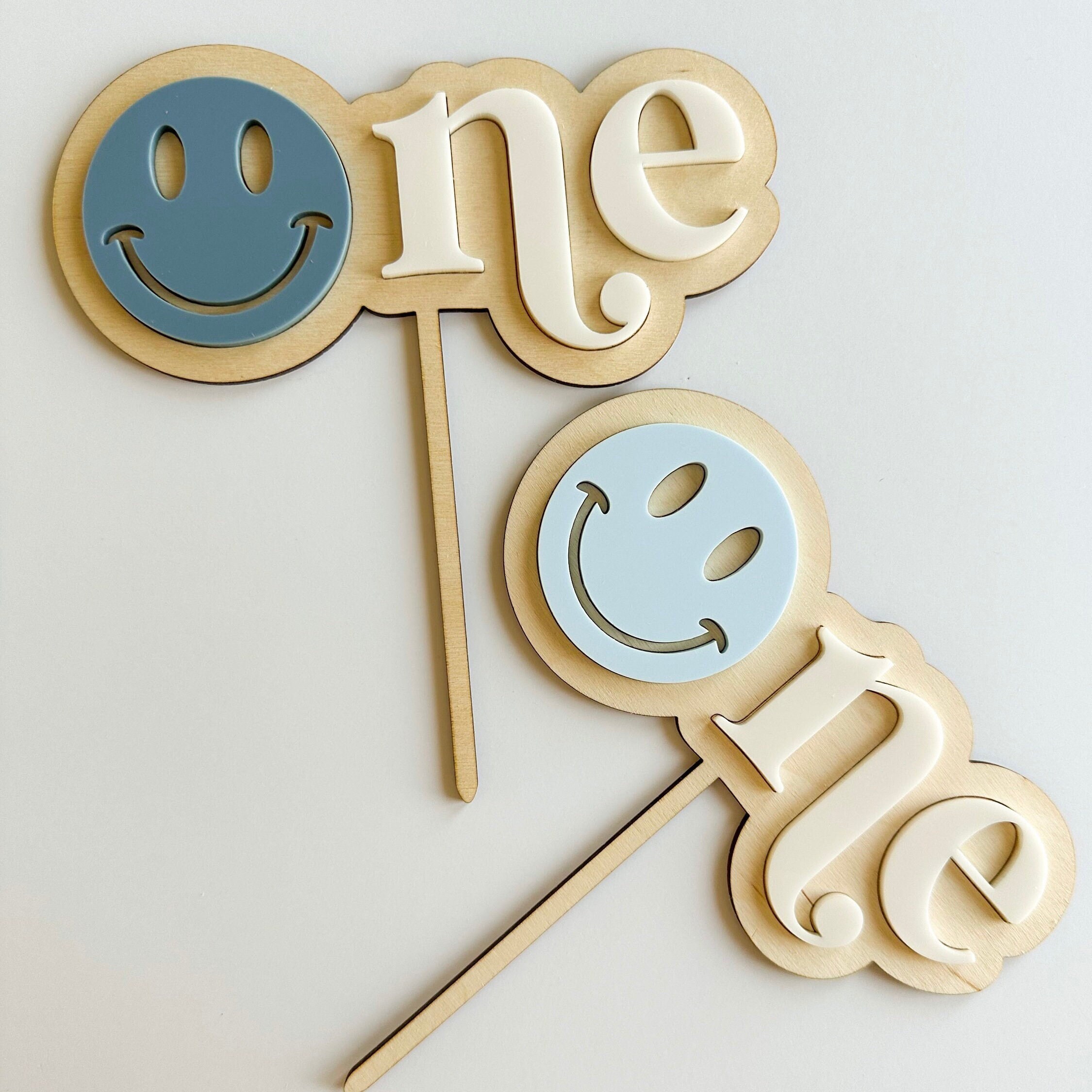 Smiley One Cake Topper, First Birthday, Smiley Faces, One Happy Dude ...