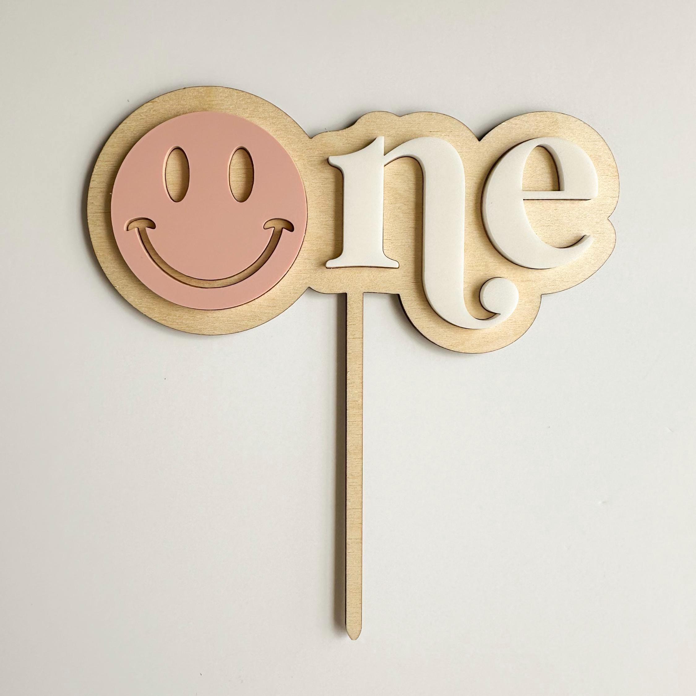 Smiley One Cake Topper, First Birthday, Smiley Faces, One Happy Dude ...