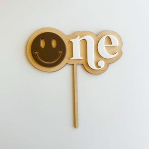Smiley One Cake Topper, First Birthday, Smiley Faces, One Happy Dude ...