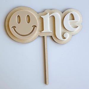 Smiley One Cake Topper, First Birthday, Smiley Faces, One Happy Dude ...