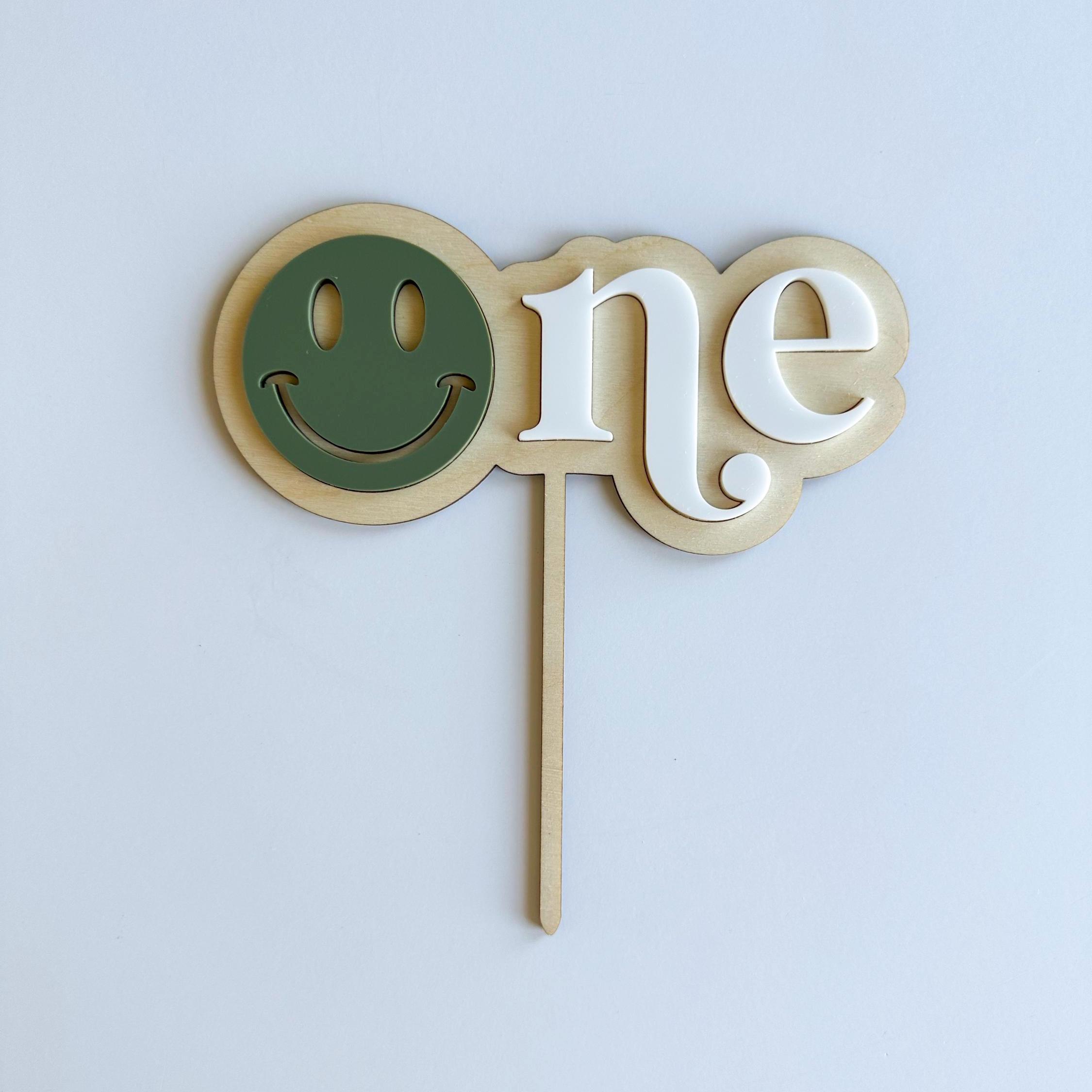 Smiley One Cake Topper, First Birthday, Smiley Faces, One Happy Dude ...