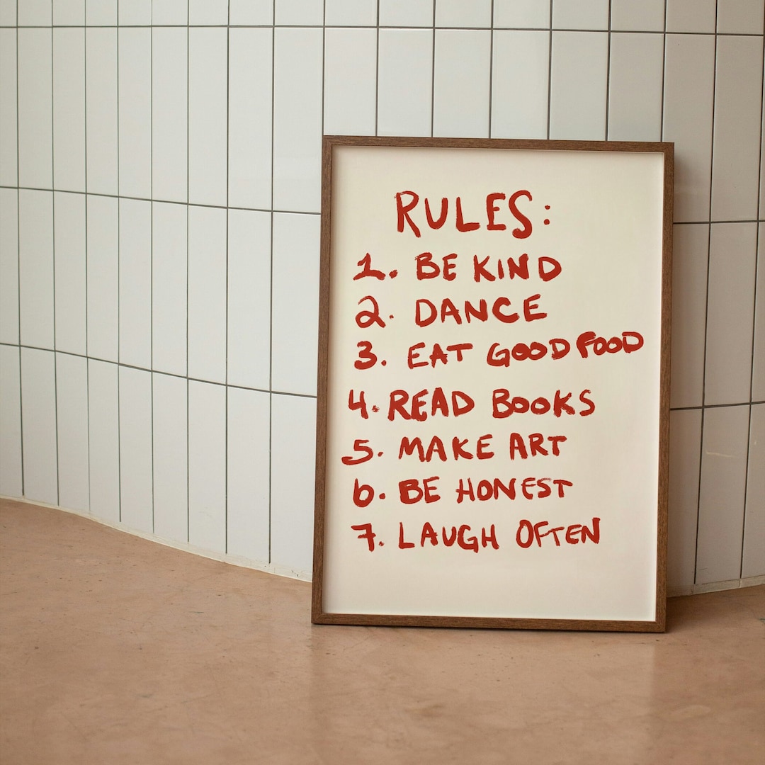 House Rules Poster - Handwritten Mid Century Modern Print ...