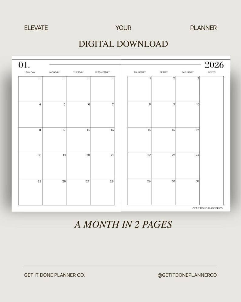 2026 Elevate Planner | A5 Printable Planner | Digital Download ...