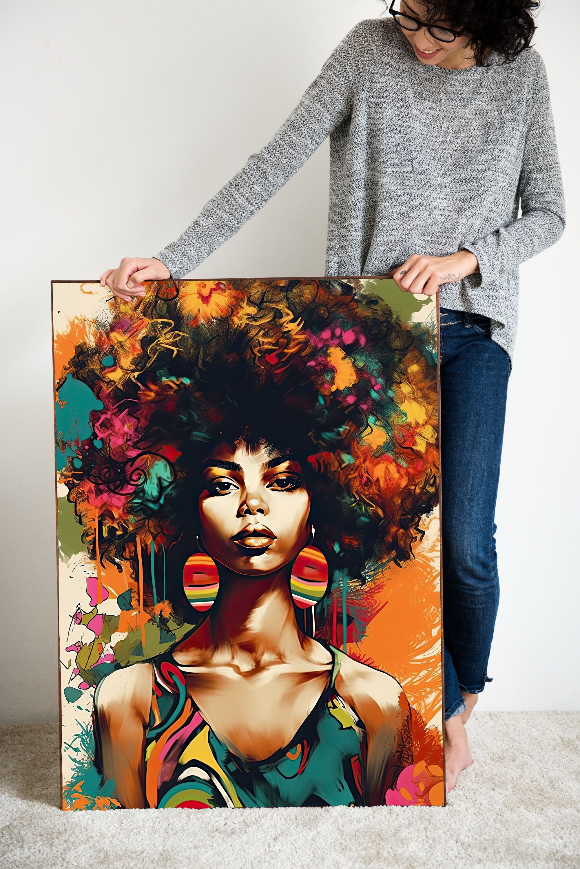 Woman Wall Art Girl Wall Art Canvas African Woman Wall Art Black Girl Magic Wall Art Black Woman ...