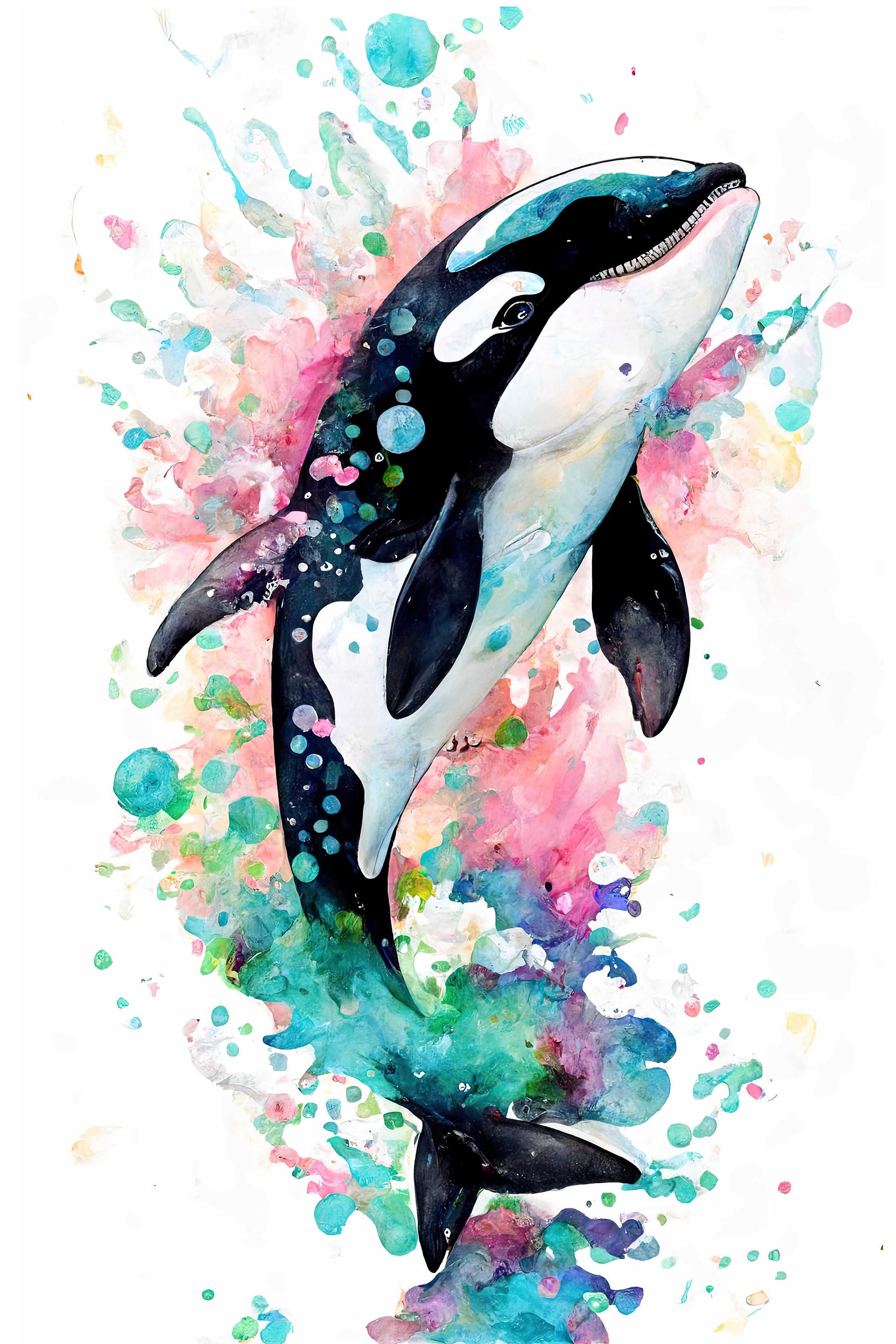 Orca Painting Orca Print Watercolor Painting Whale Painting - Etsy