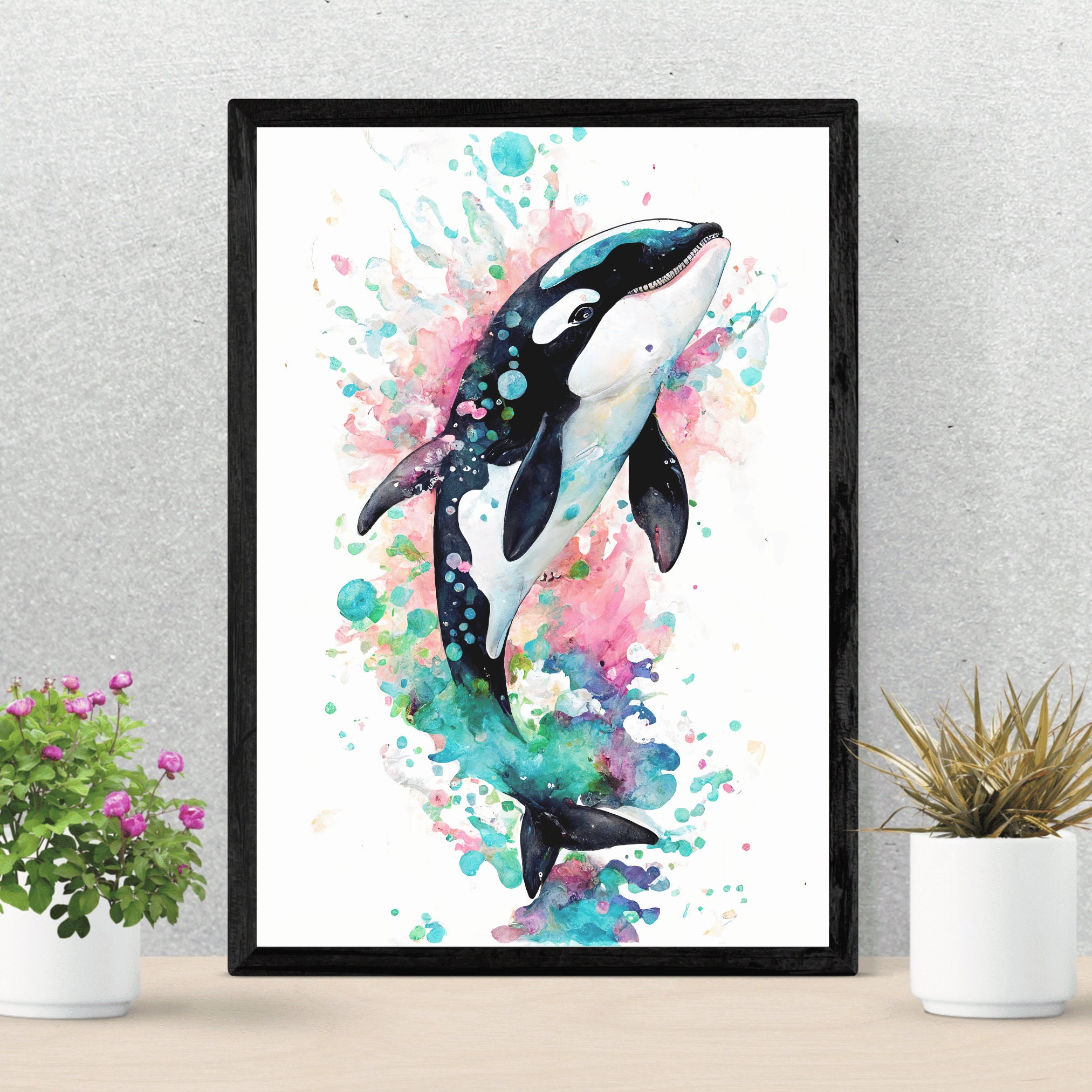 Orca Painting Orca Print Watercolor Painting Whale Painting - Etsy