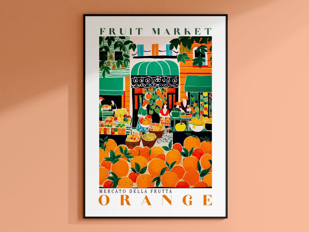 Orange Fruit Market, Vintage Fruit Art, Fruit Market Poster, Orange ...