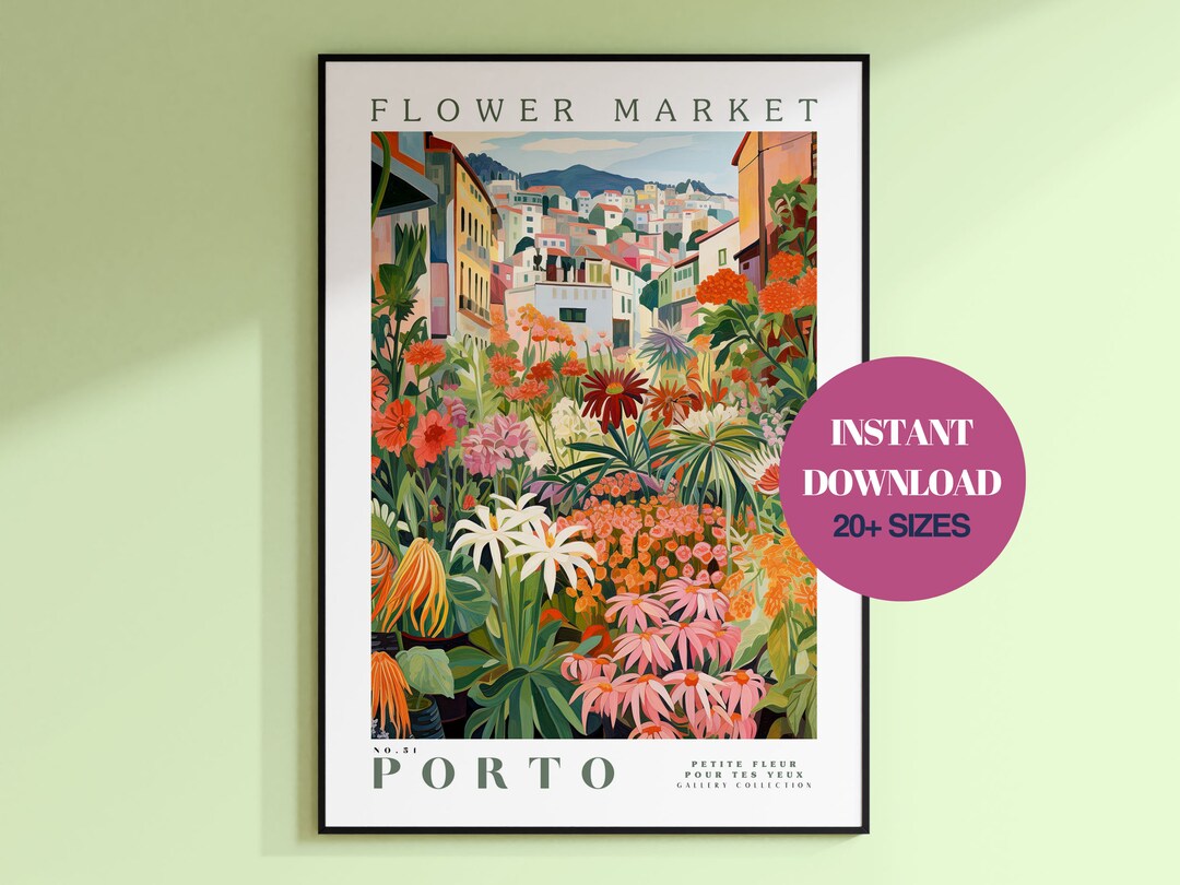 Porto Flower Market Print, Instant Download, Botanical Wall Art ...