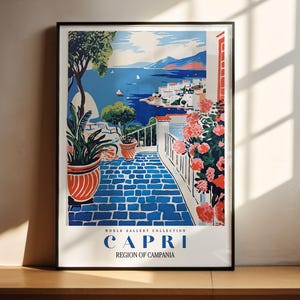 Capri Italy Wall Art, Italy Travel Poster, Blue Capri Beach Print ...