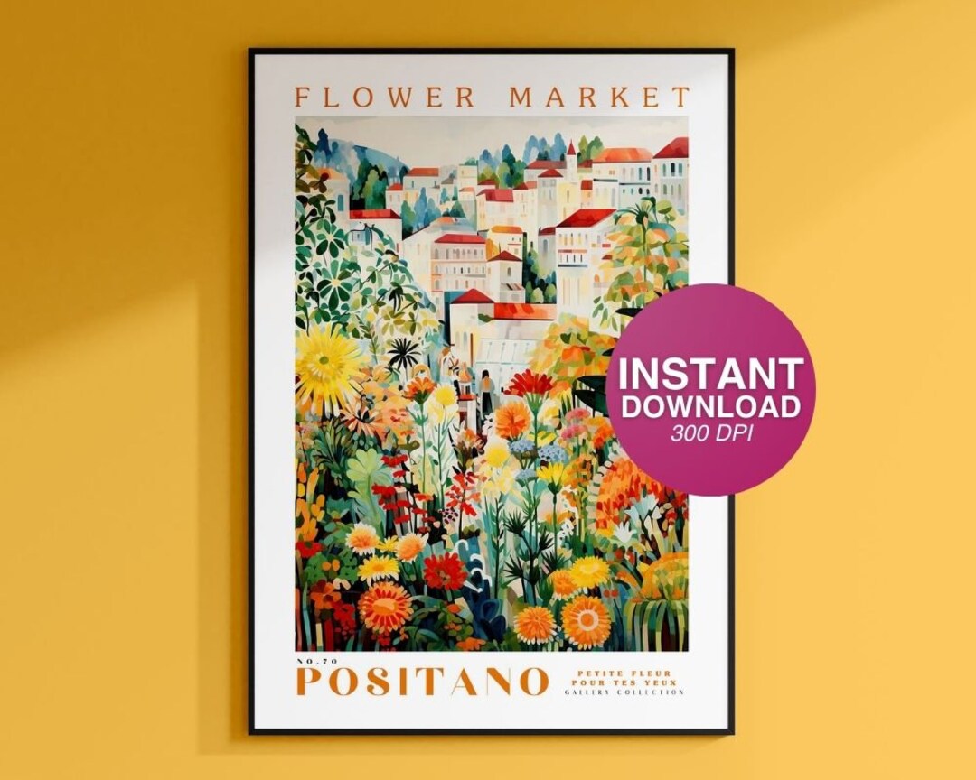 Flower Market Print, Instant Download, Botanical Wall Art, Downloadable ...